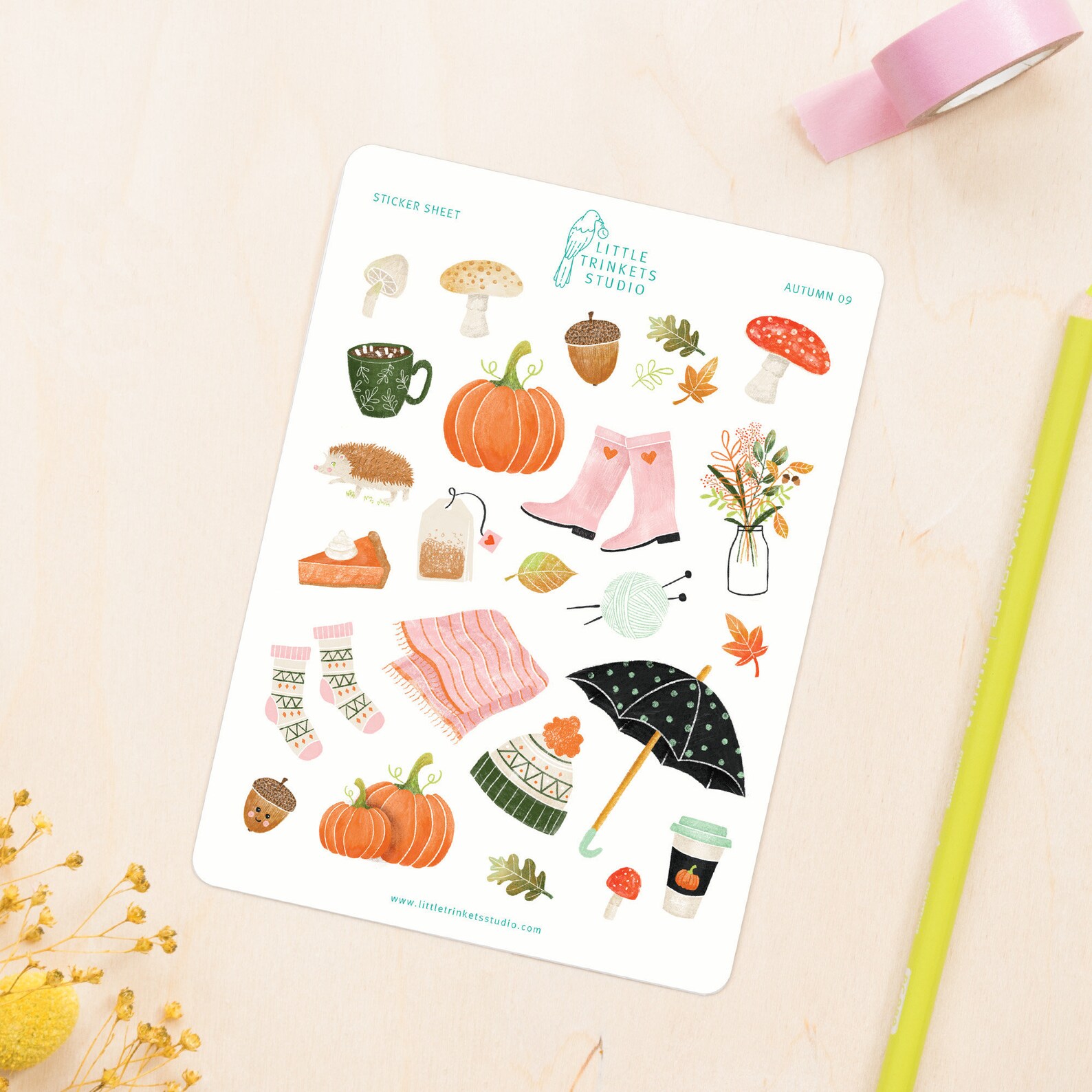 Autumn Sticker Sheet Planner Stickers Pumpkin Stickers | Etsy