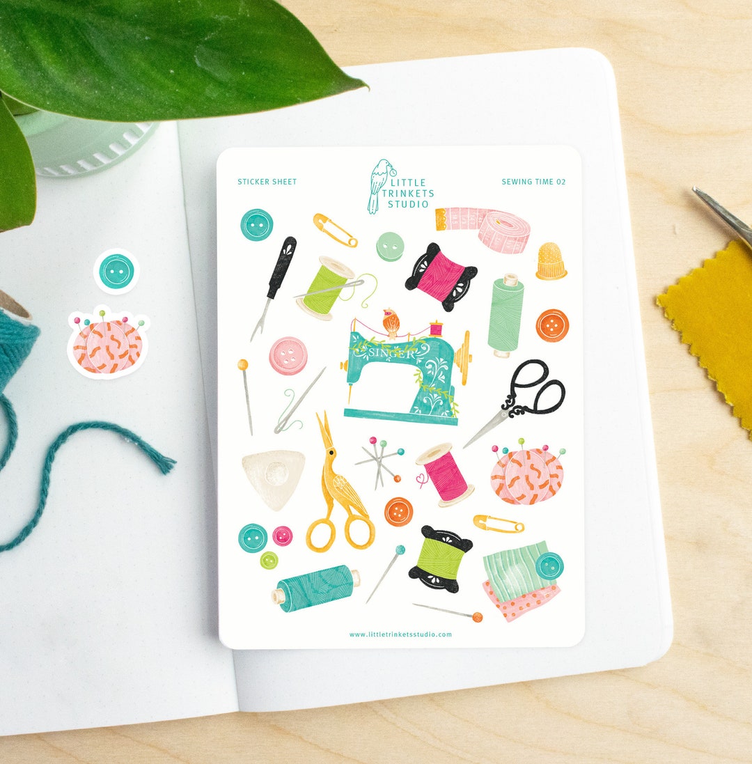 Sewing Sticker Sheet, Sewing Machine, Singer, Cute Sticker Sheet ...