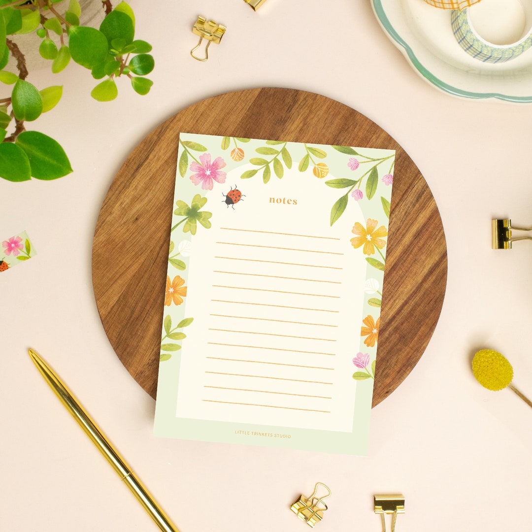 Floral Lady Bird Notepad A6, To-do List Notepad, 50 Tear-off Sheets ...