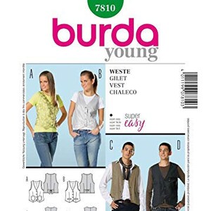 Burda Cut pattern 7810 Unisex Vest 32-54 | Etsy