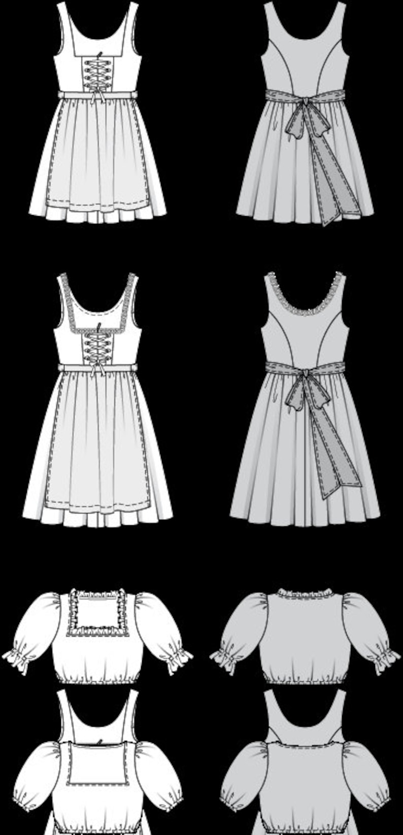 Burda Cut pattern 7057 dirndl young Fashion | Etsy