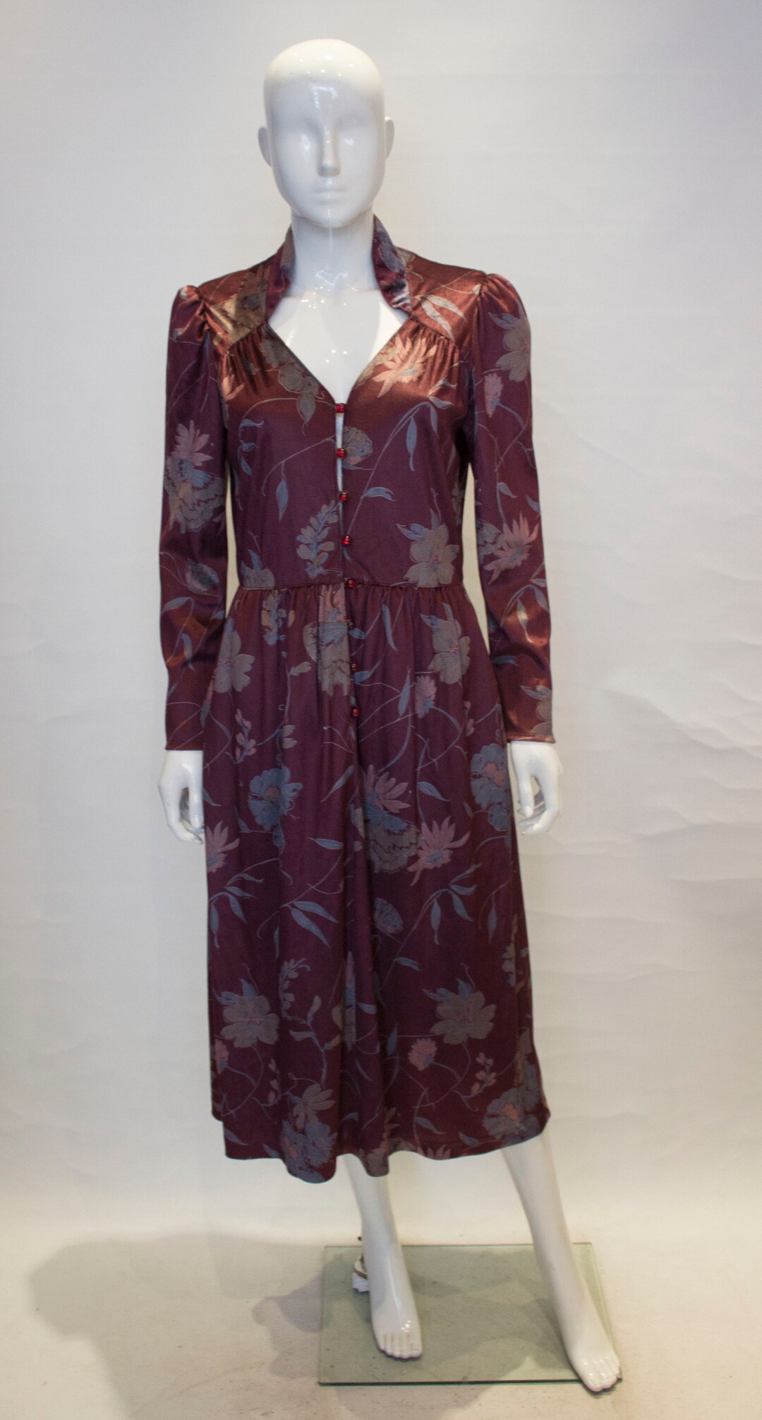 A Vintage 1970s Susan Small Velvet Floral Day Dress - Etsy