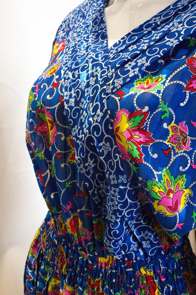A Vintage 1980s Kanga Collection Blue Floral Dress - Etsy