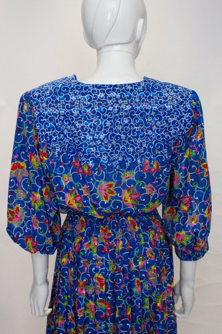 A Vintage 1980s Kanga Collection Blue Floral Dress - Etsy