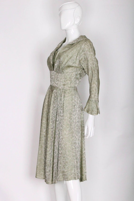 A vintage Marion Michael 1940s Sage Green Tea Dress - Gem