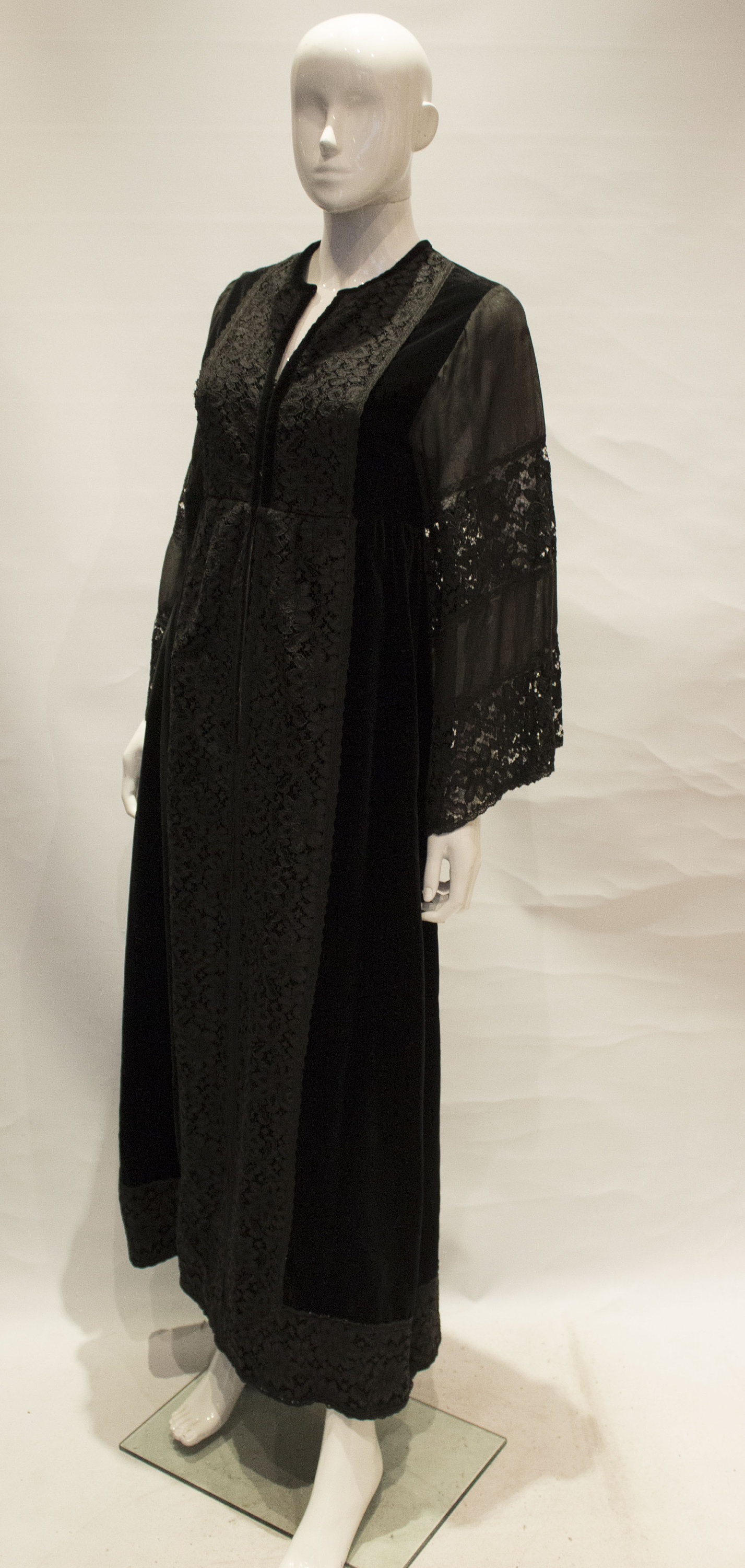 Vintage Angela Gore Black Velvet and Lace Evening Gown - Etsy