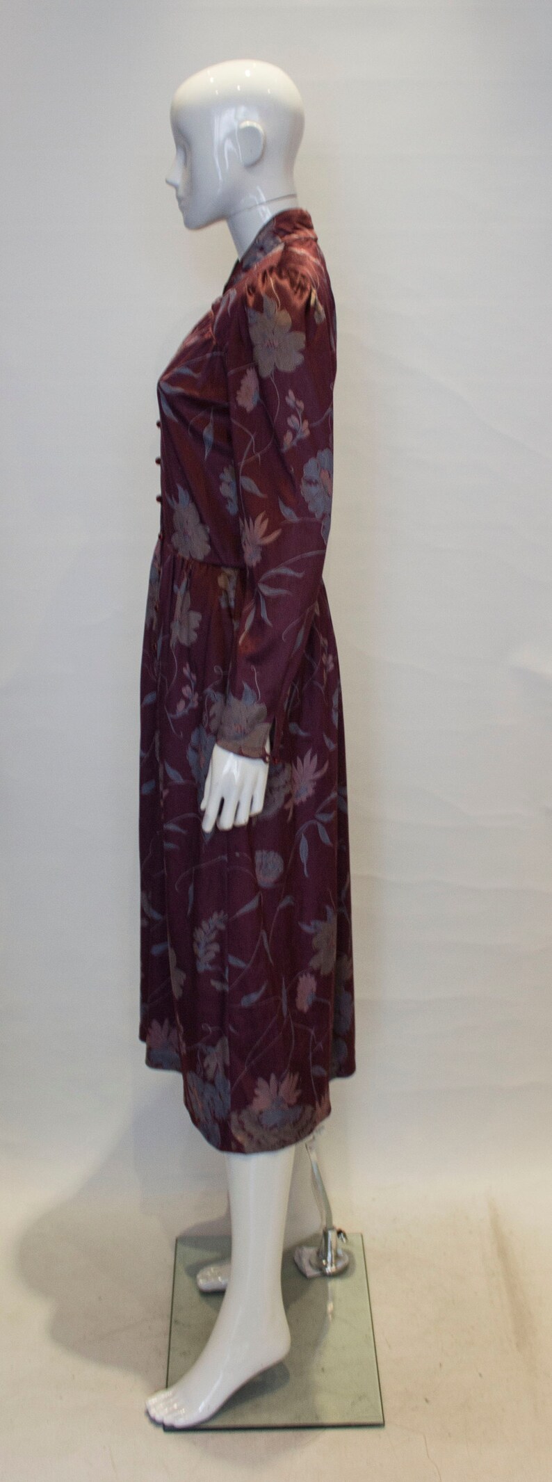 A Vintage 1970s Susan Small Velvet Floral Day Dress - Etsy