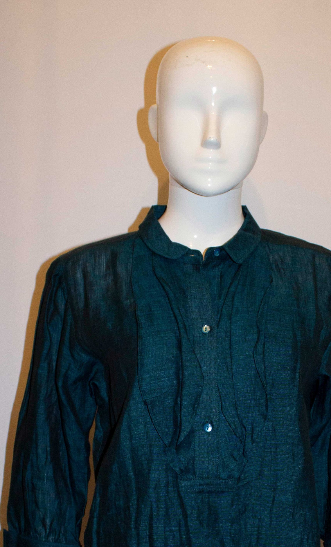 Vintage Kenzo Paris Linen Shirt With Frill Detail - Etsy