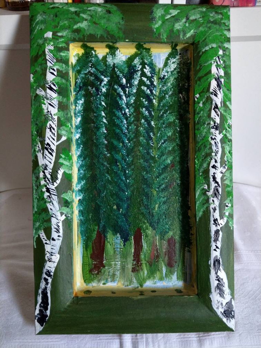Acrylic Painting Forest on Papier-mâché Frame - Etsy