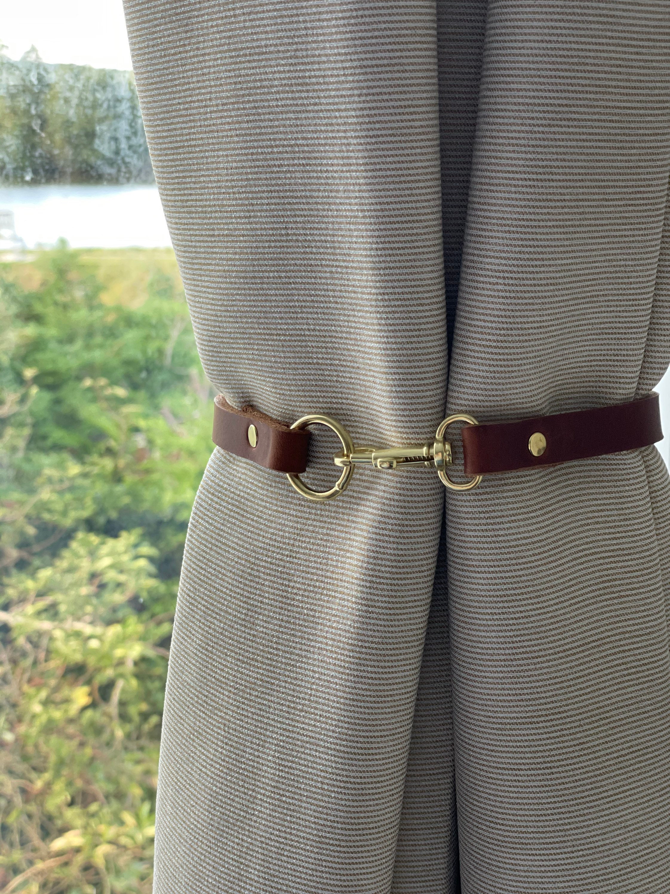 Leather Curtain Minimalist Tie Back Handmade Genuine British - Etsy