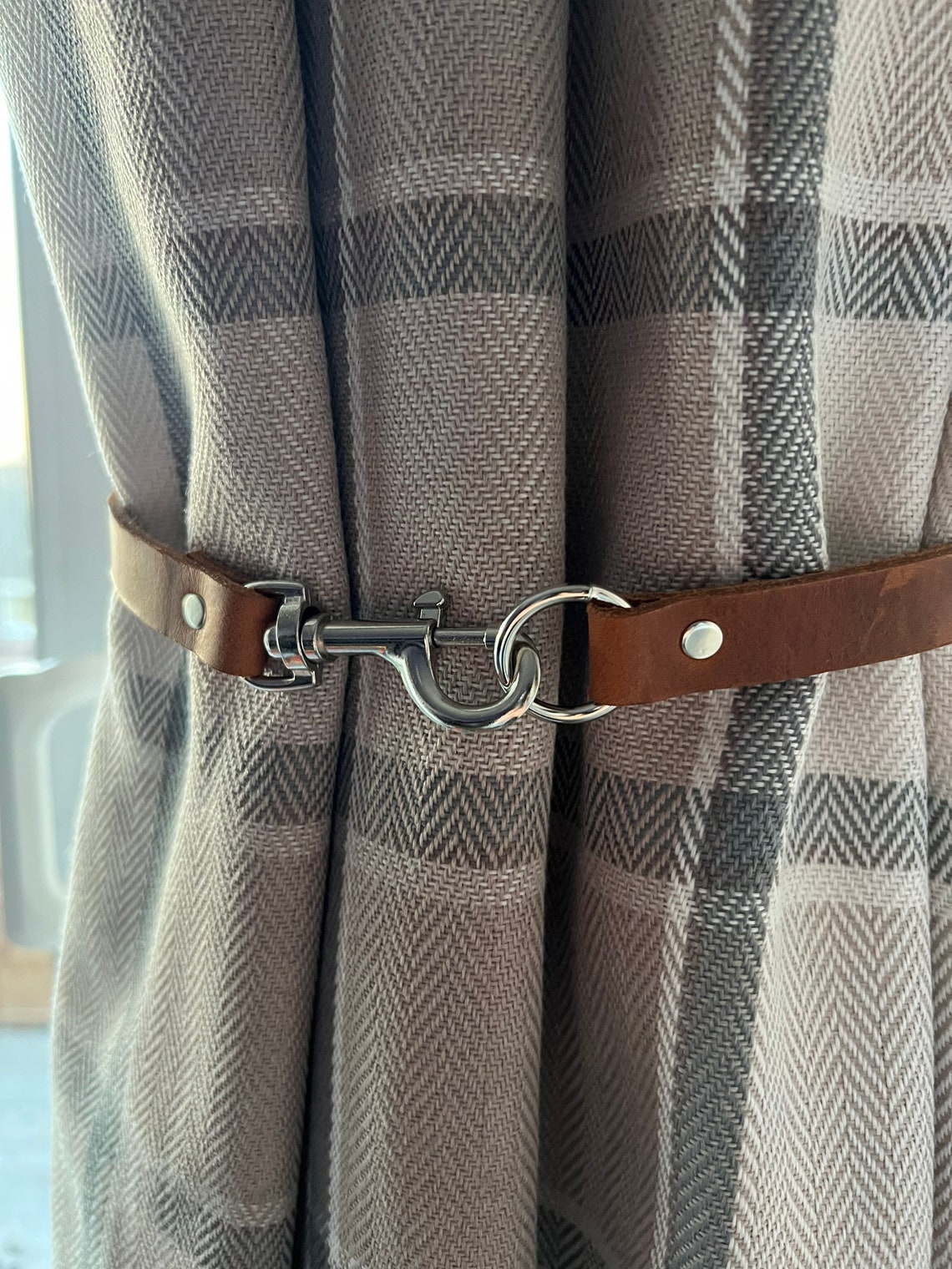 Leather Curtain Minimalist Tie Back Handmade Genuine British - Etsy