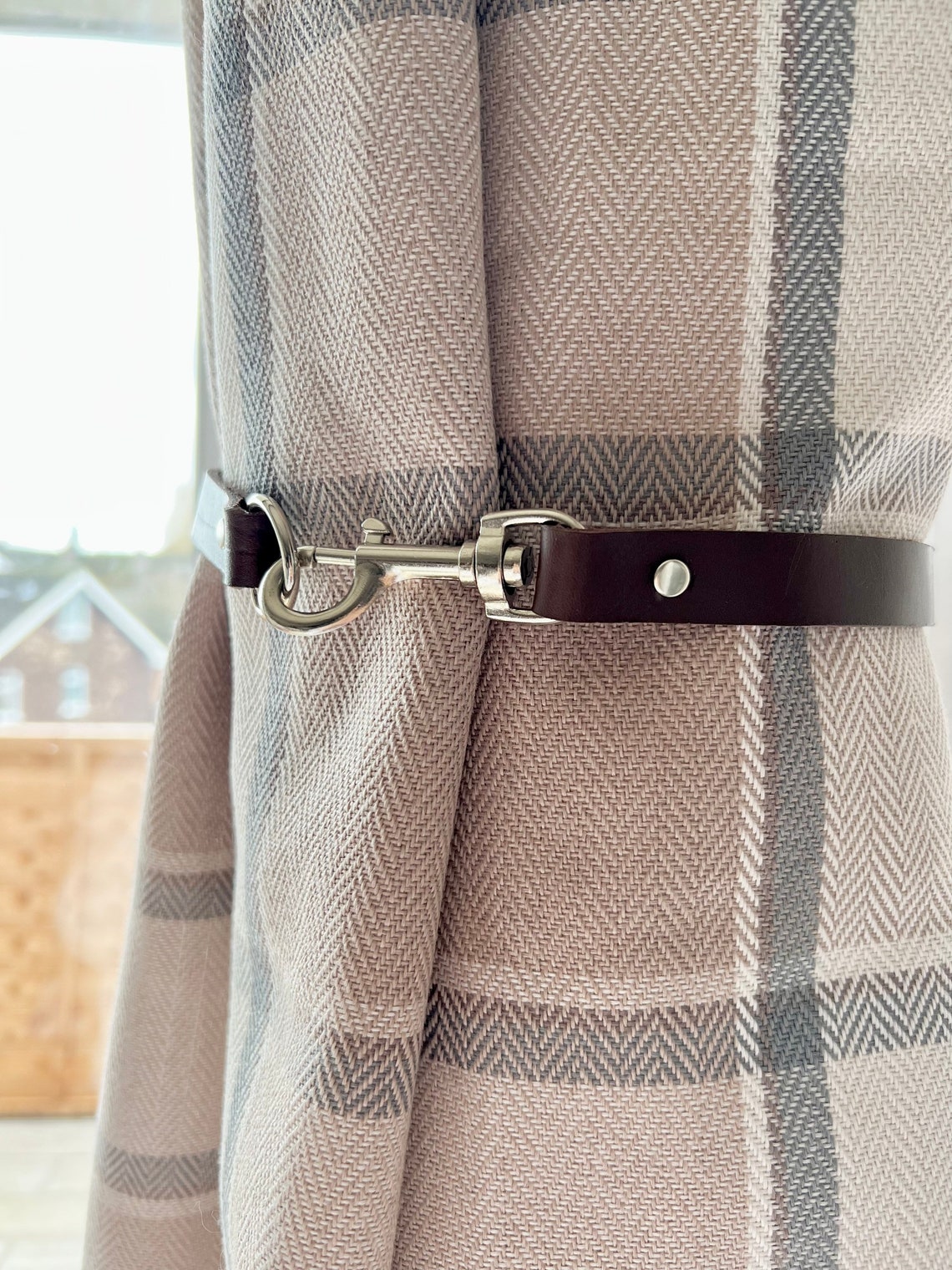 Leather Curtain Minimalist Tie Back Handmade Genuine British - Etsy
