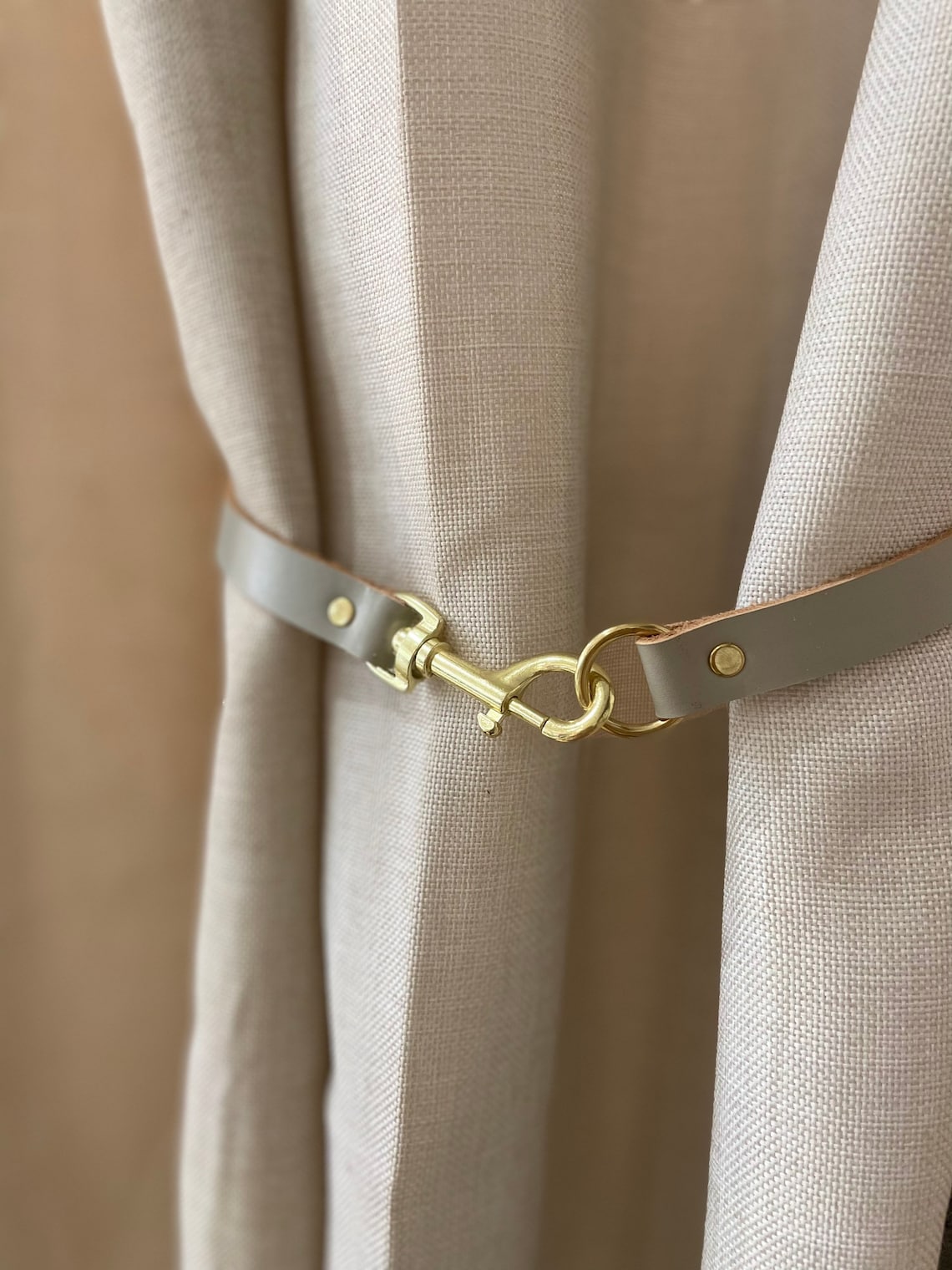 Leather Curtain Minimalist Tie Back Handmade Genuine British - Etsy