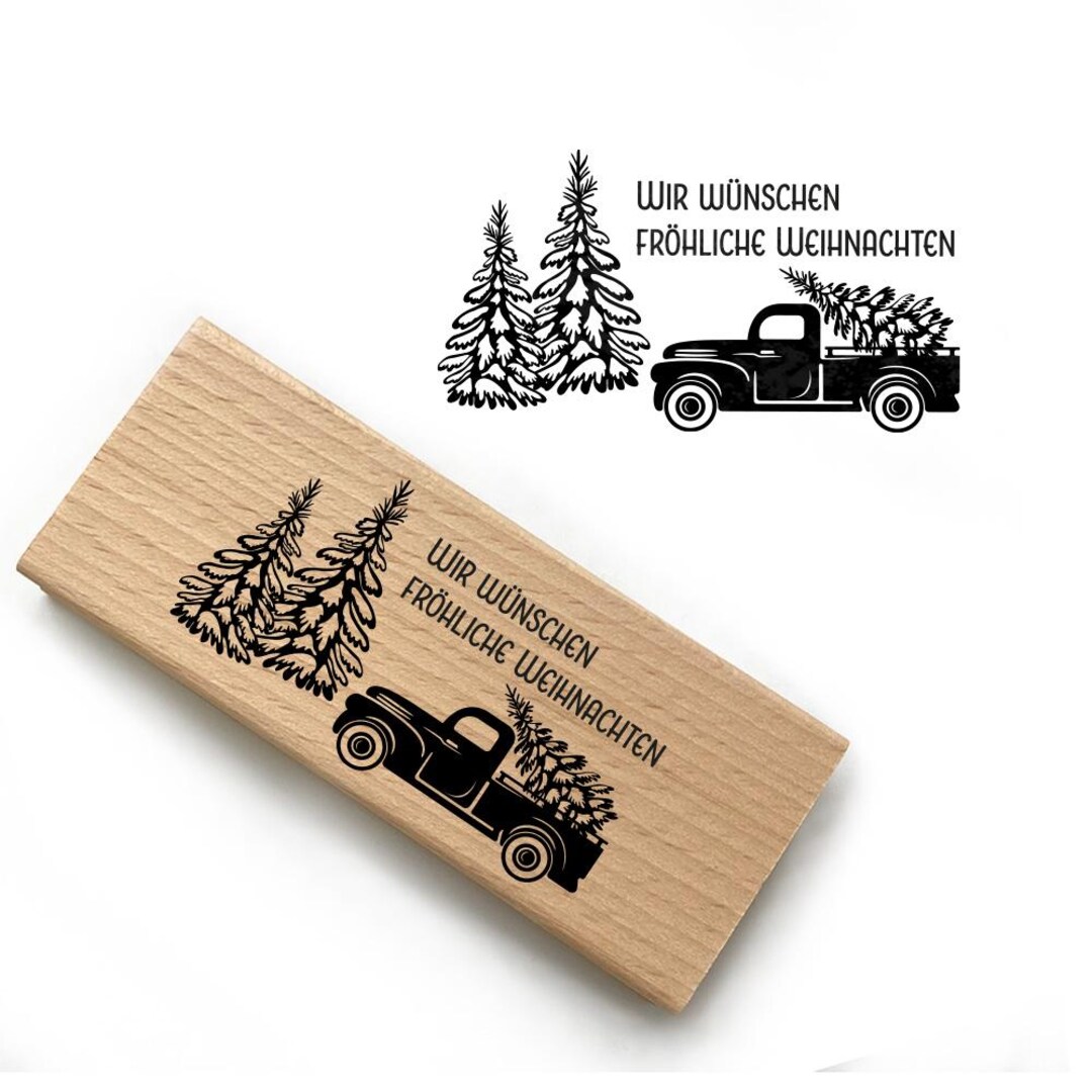 Christmas Stamp Motif Stamp car Trees Merry Christmas Personal ...