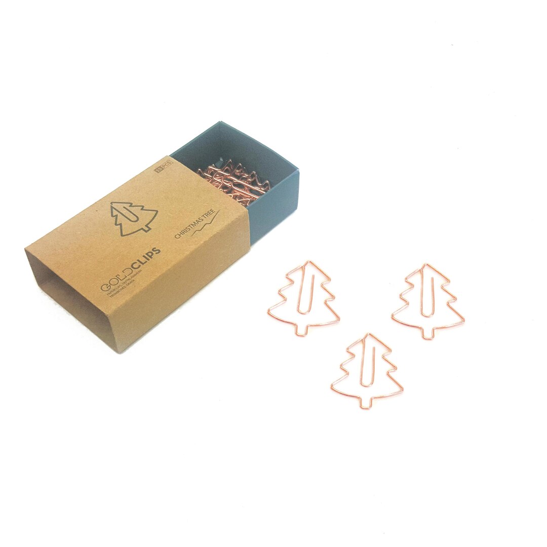 GOLDCLIP Paper Clip Christmas Tree Motif Rose Gold - 15 Paper Clips in ...