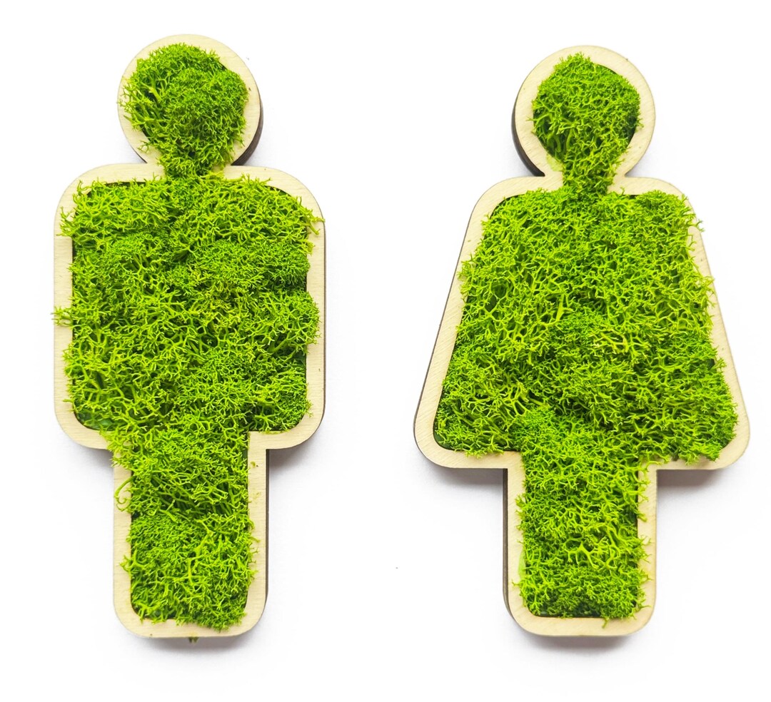 Moosly® Moss Picture WC Symbol Moss Art Wall Decoration Iceland Moss ...