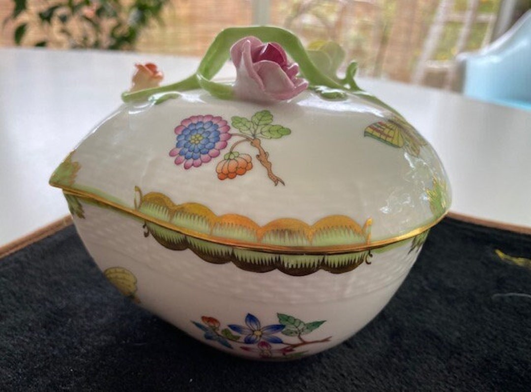 Herend Hand Painted Queen Victoria Bon Bon Dish W/ Cover - Etsy