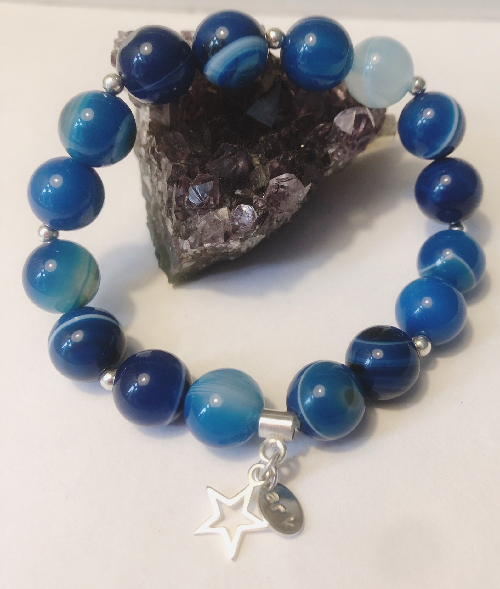 Pulsera de cristal Pulsera de piedras preciosas Pulsera azul | Etsy