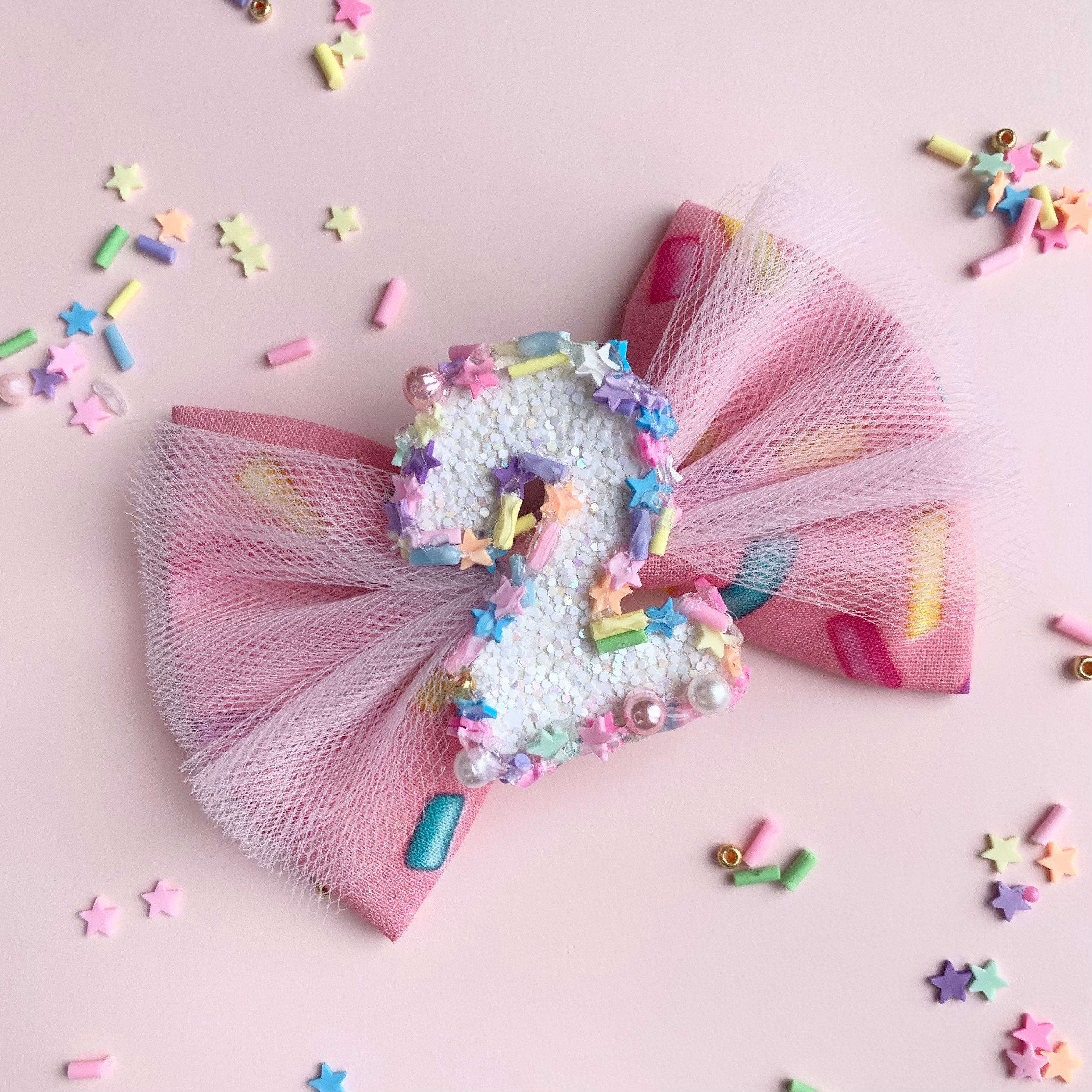 Custom Age Birthday Girl Bow Sprinkle Tulle Pink Sweet - Etsy