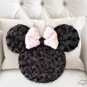 Minnie Mouse Inspired Pillow With Bow, Disney Decorative Pillow ...