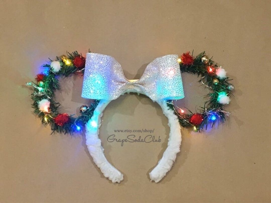 Light-up Christmas Mouse Ears Mickey's Very Merry - Etsy