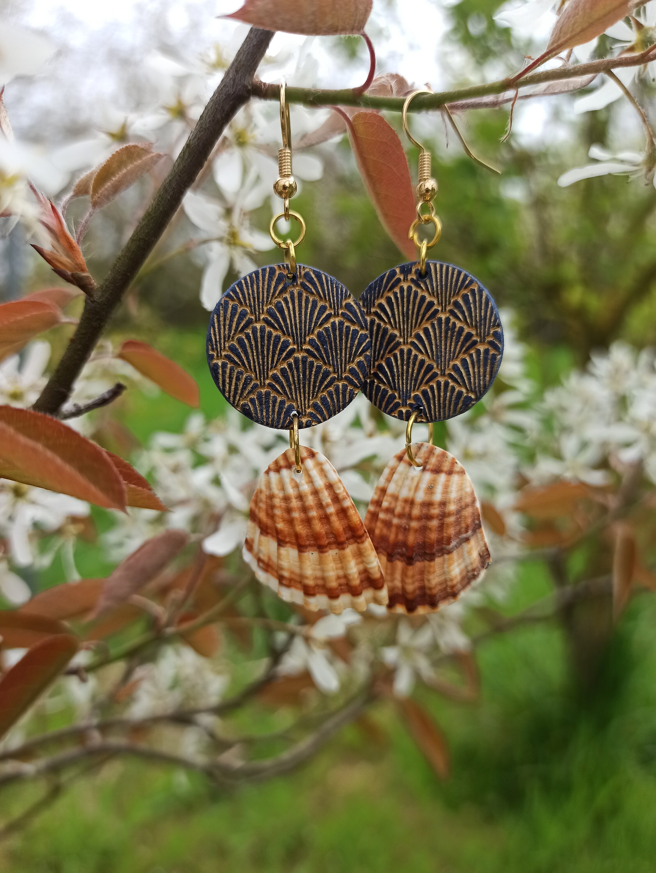 Shell Earrings With Real Cockle Flotsam and Jetsam From Portugal Blue ...