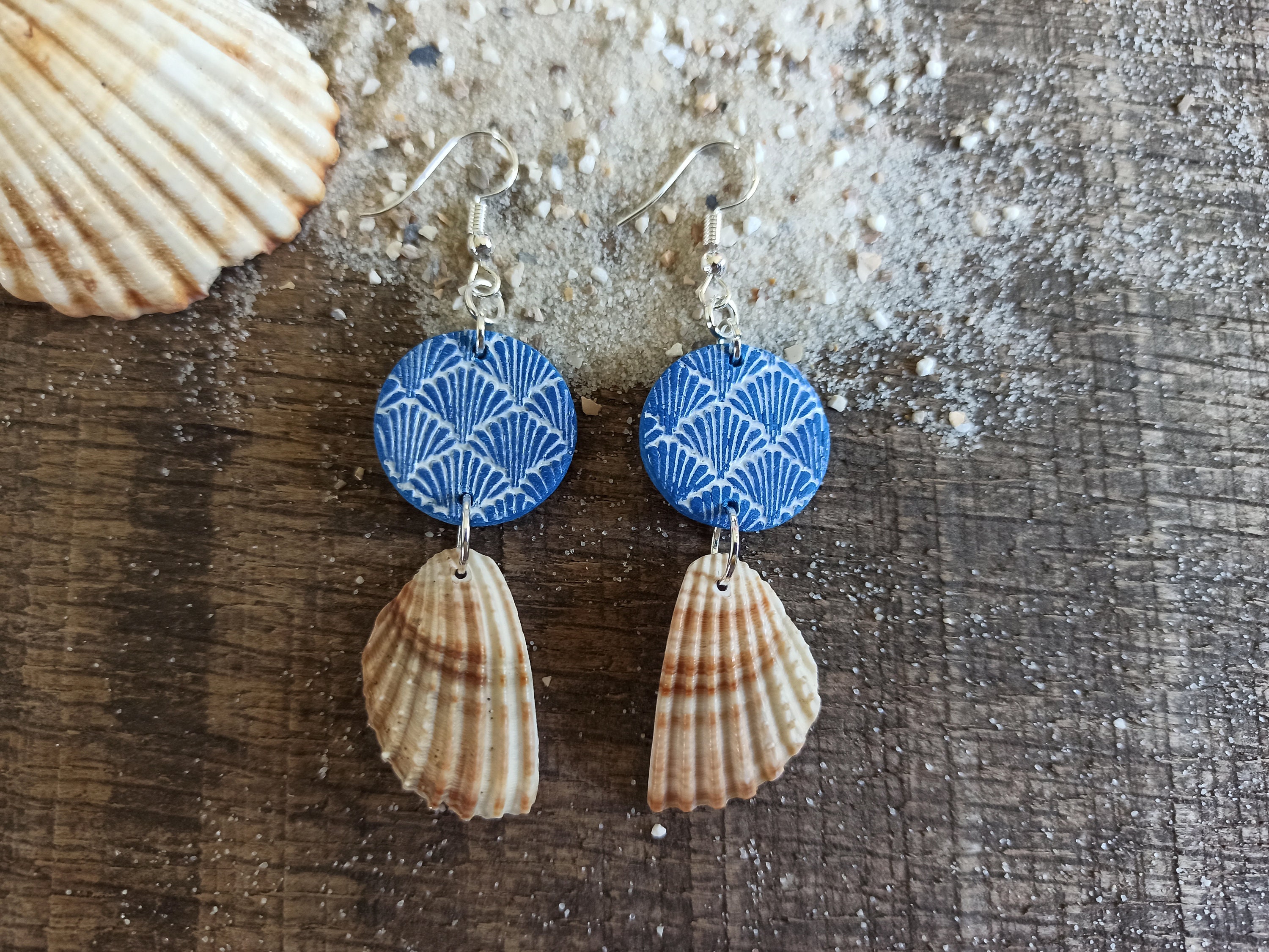 Shell Earrings With Real Cockle Flotsam and Jetsam From Portugal Blue ...