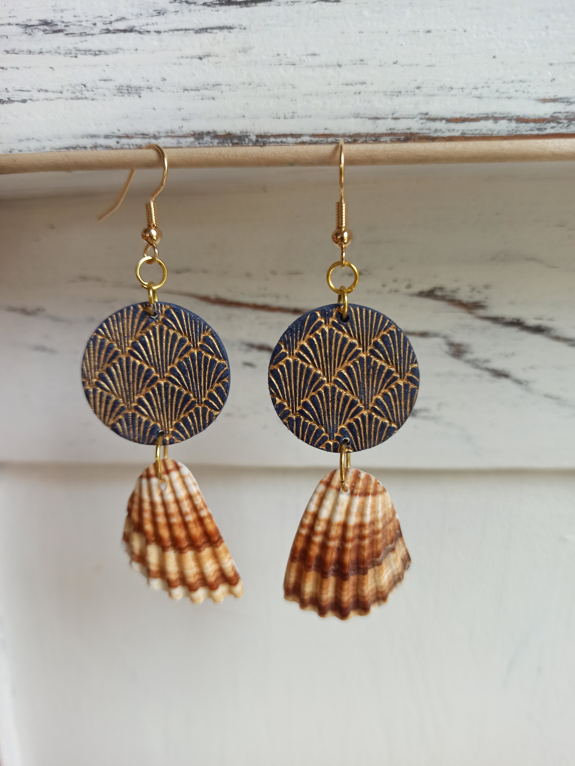 Shell Earrings With Real Cockle Flotsam and Jetsam From Portugal Blue ...