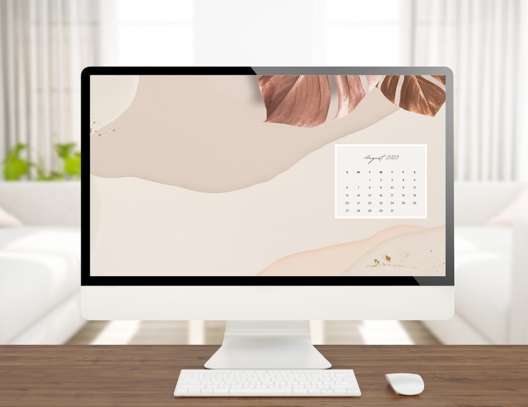 Neutral Desktop Calendar Wallpaper - Etsy