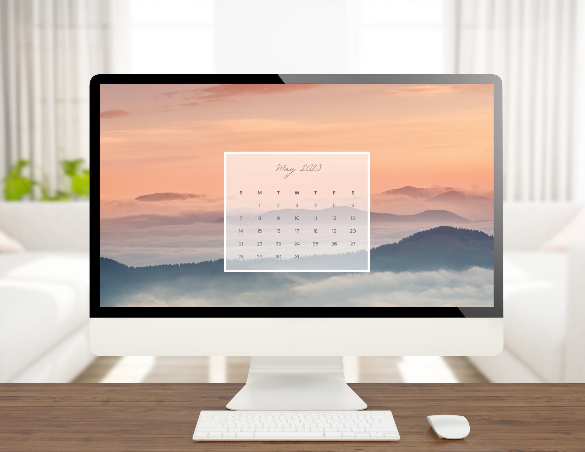 Minimalist Computer Desktop Wallpaper Background Calendar - Etsy