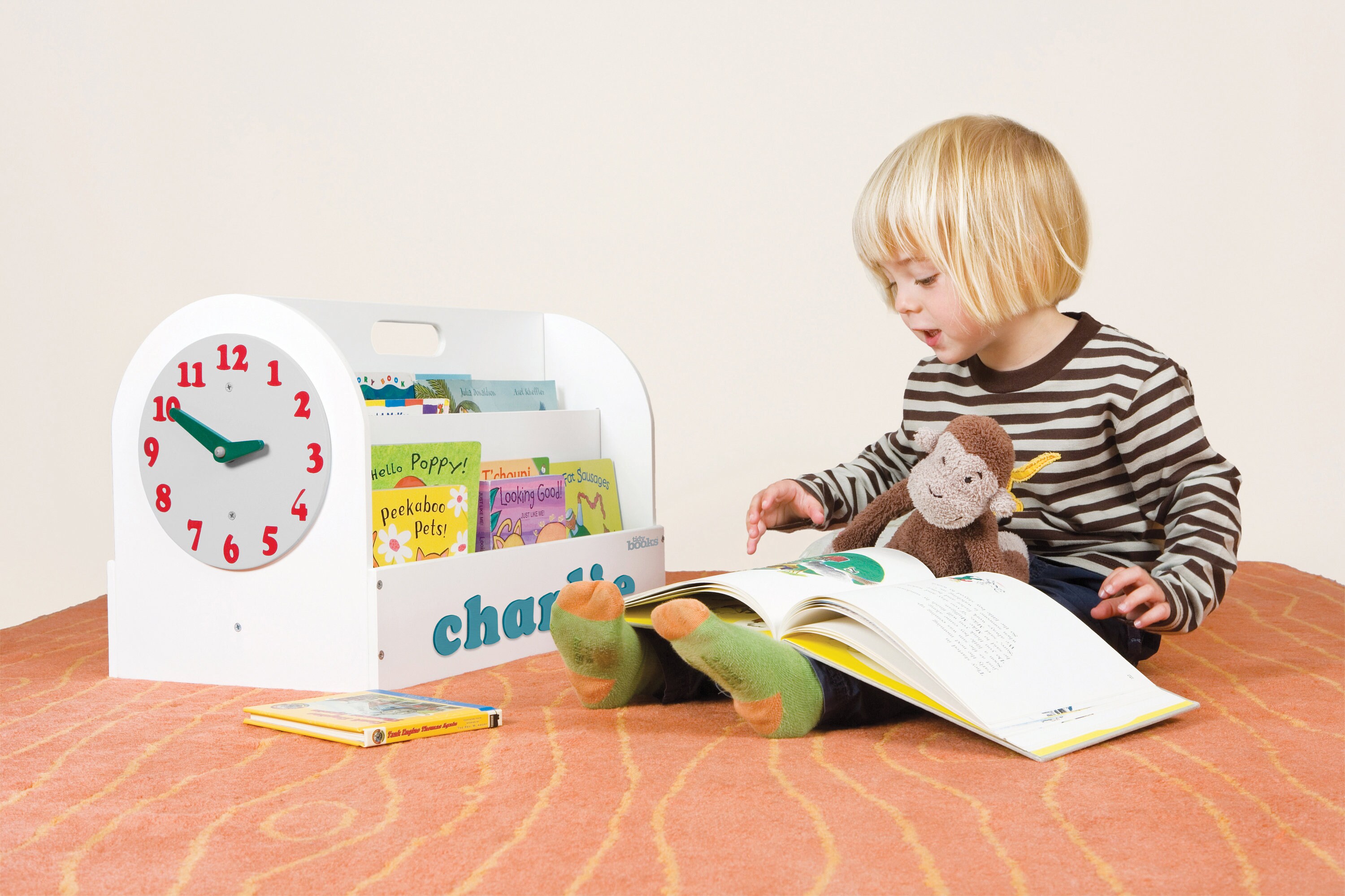 Personalised Kids Book Storage Box in Ivory Wood | Portable Book ...