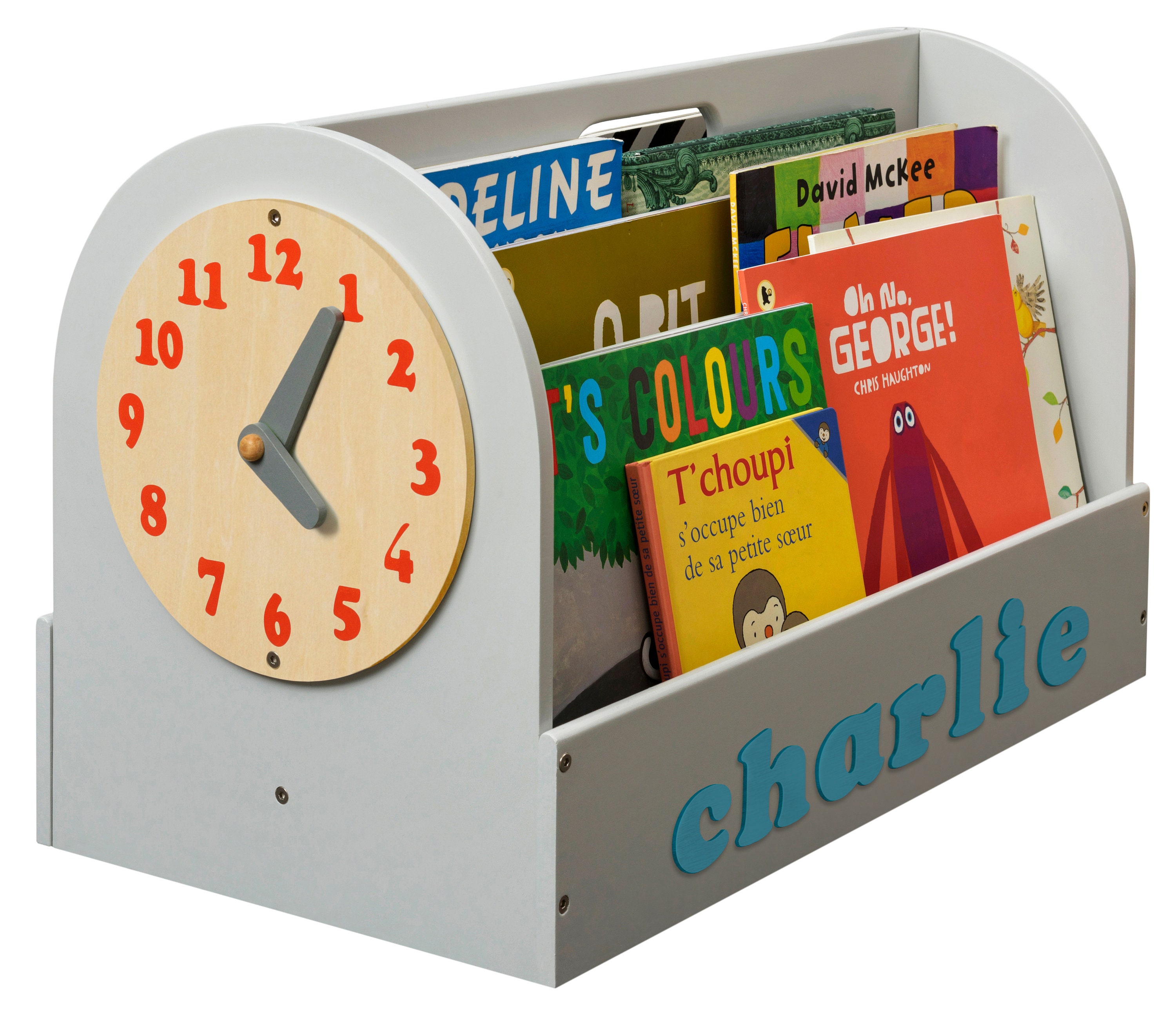 Personalised Kids Book Storage Box, Natural Wood | Portable Book ...