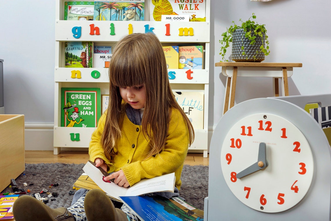 Childrens Book Box in Grey Wood by Tidy Books. Portable Book | Etsy