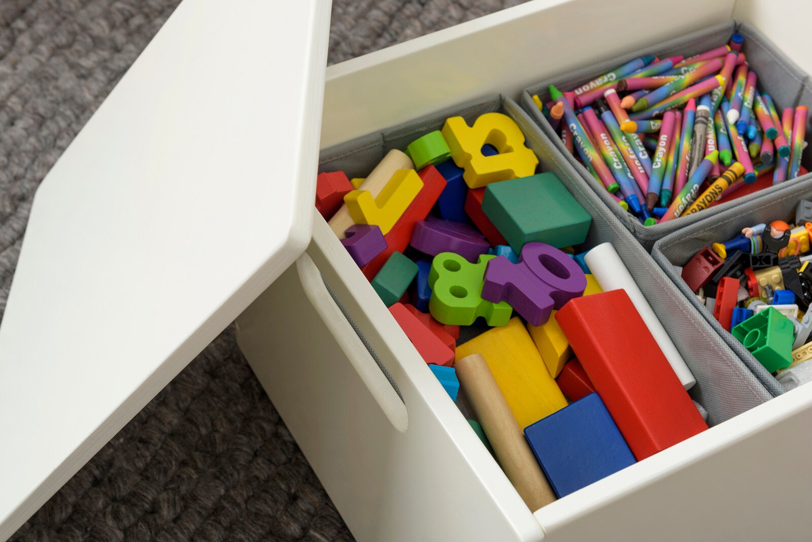 Wooden Toy Box for Lego Storage by Tidy Books Ivory Lid and Dividers ...