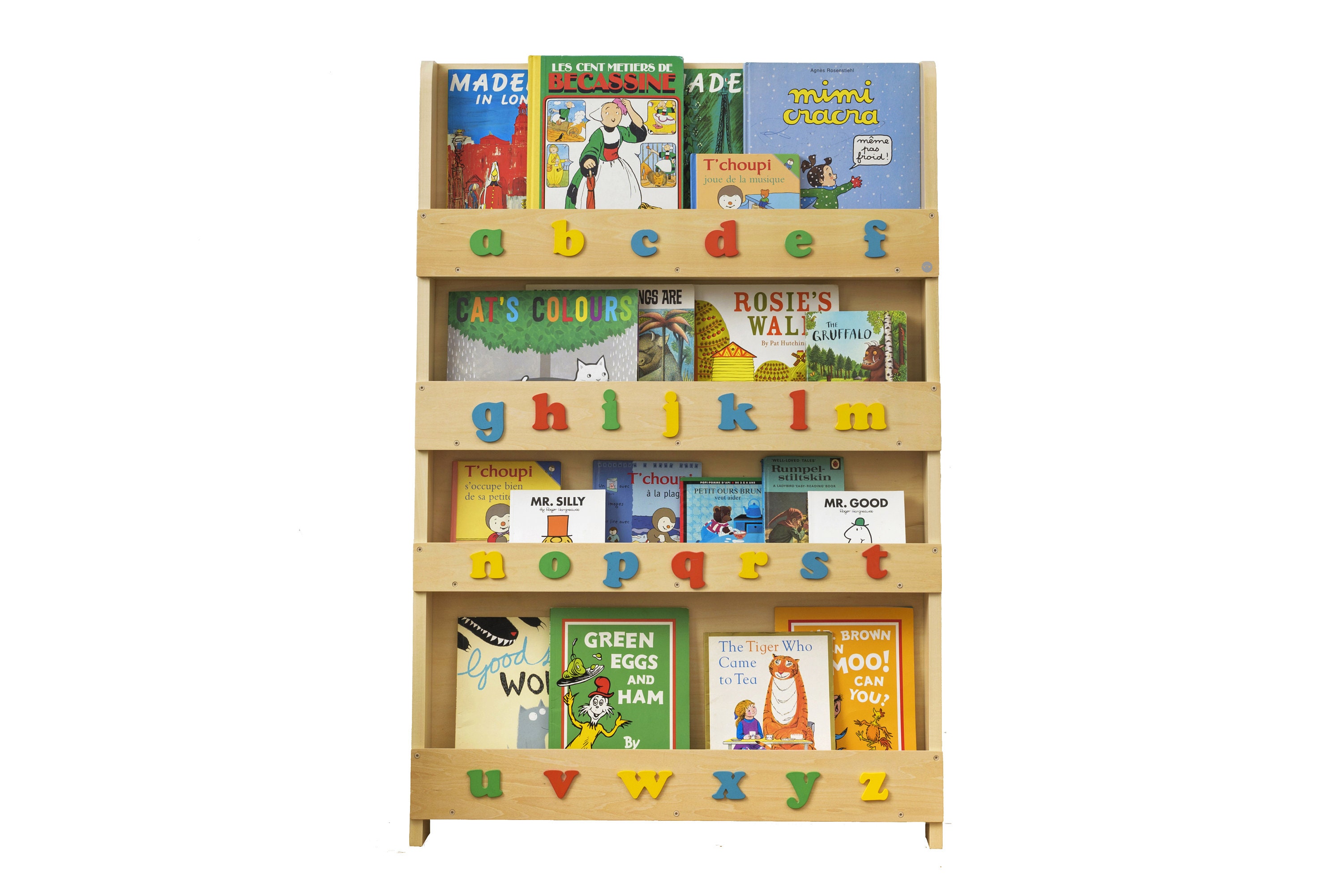 Tidy Books Kids Bookshelf with Alphabet Gray