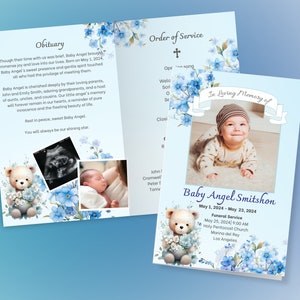 Baby Boy Funeral Program, Forget Not BLUE, Memorial Service, Children ...