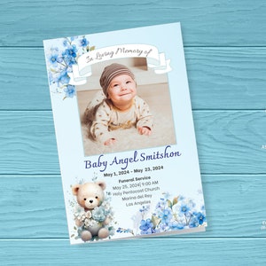 Baby Boy Funeral Program, Forget Not BLUE, Memorial Service, Children ...