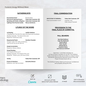 Catholic FUNERAL Program Mass Order of Rites Editable TEMPLATE ...