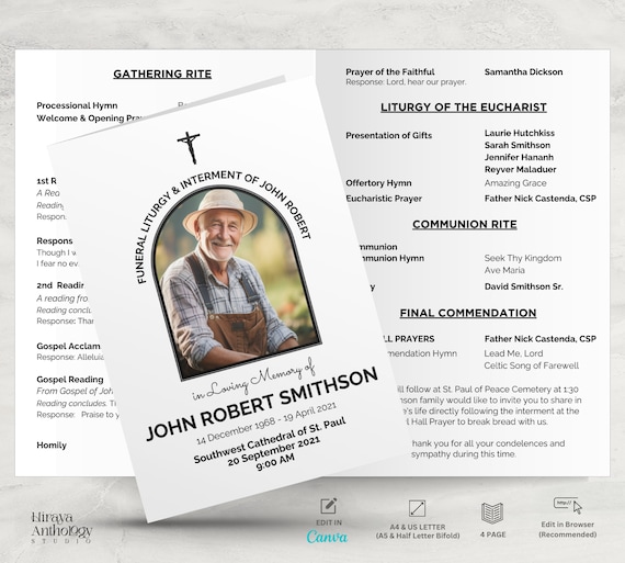 Plantilla De Programa De Funeral Católico Programa Para Un Funeral