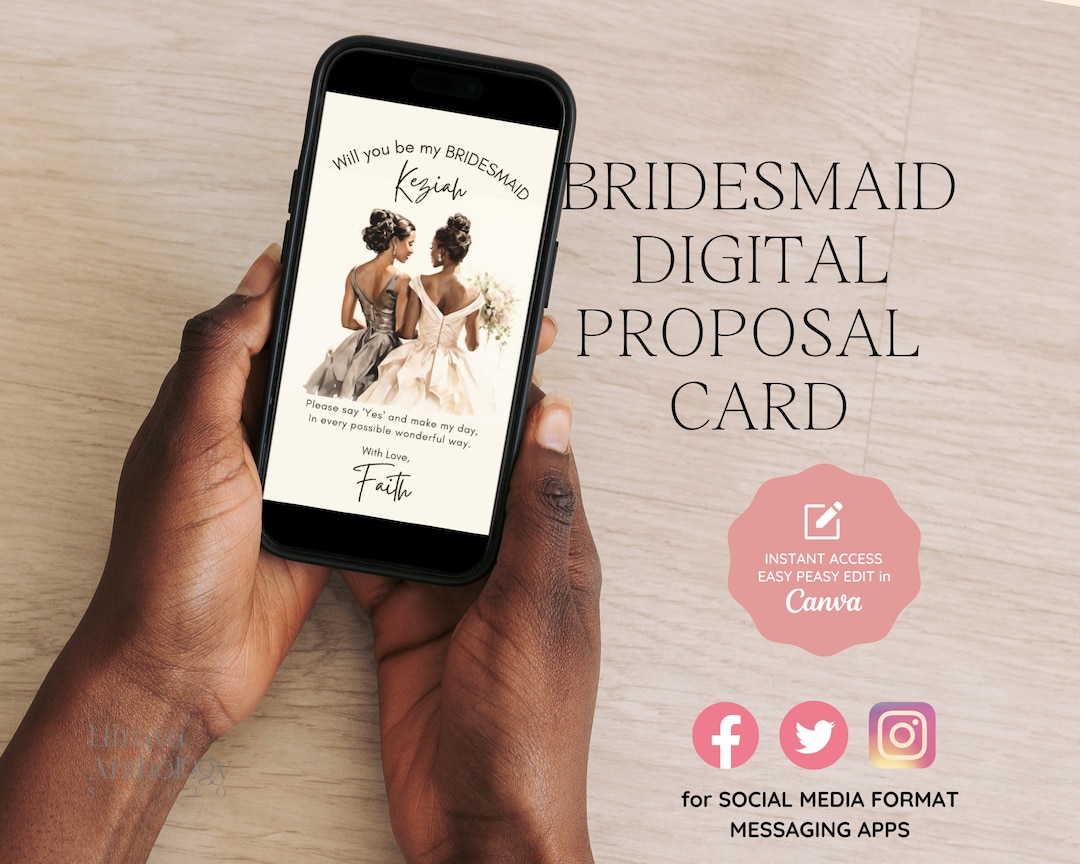 BRIDESMAID Proposal Digital Card - Editable in CANVA - African American ...