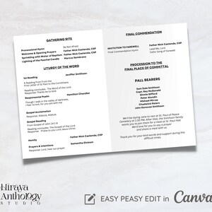 Peace Lily Catholic FUNERAL Mass Program, Funeral Liturgy, Final ...