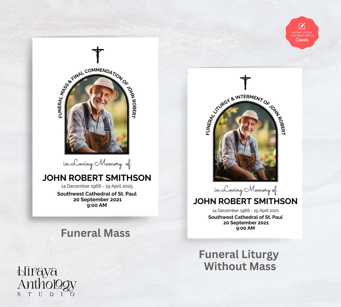 Catholic FUNERAL Program Mass Order of Rites Editable TEMPLATE ...