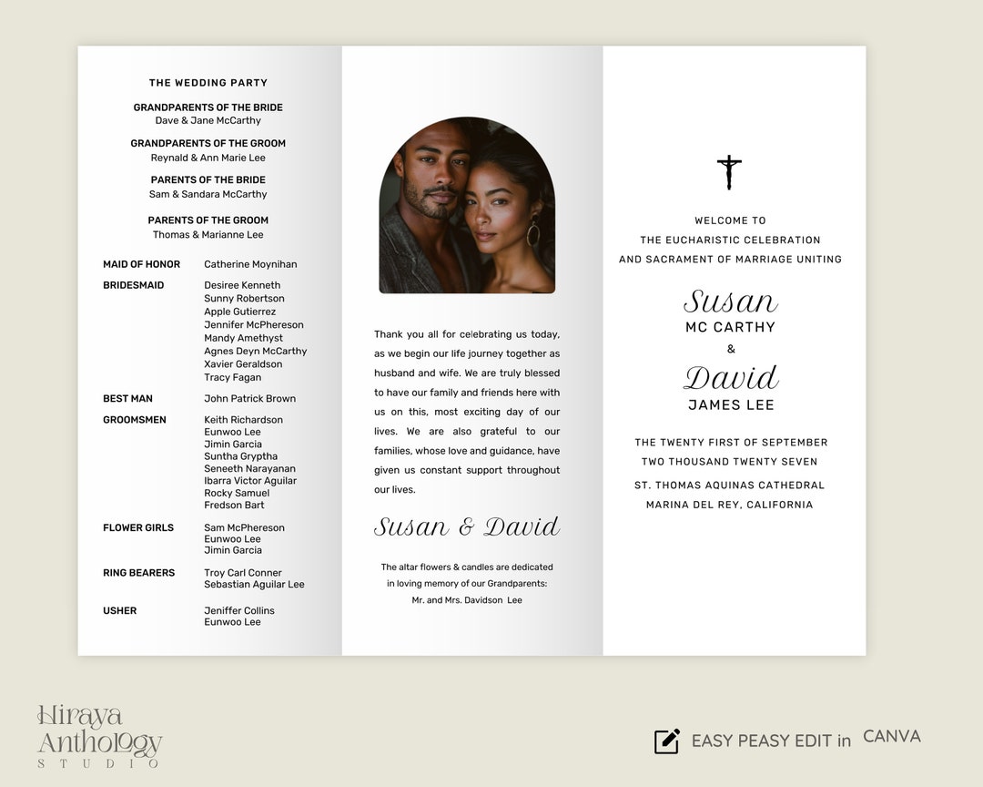 Editable CATHOLIC Wedding Program Template (canva) - Order of the ...