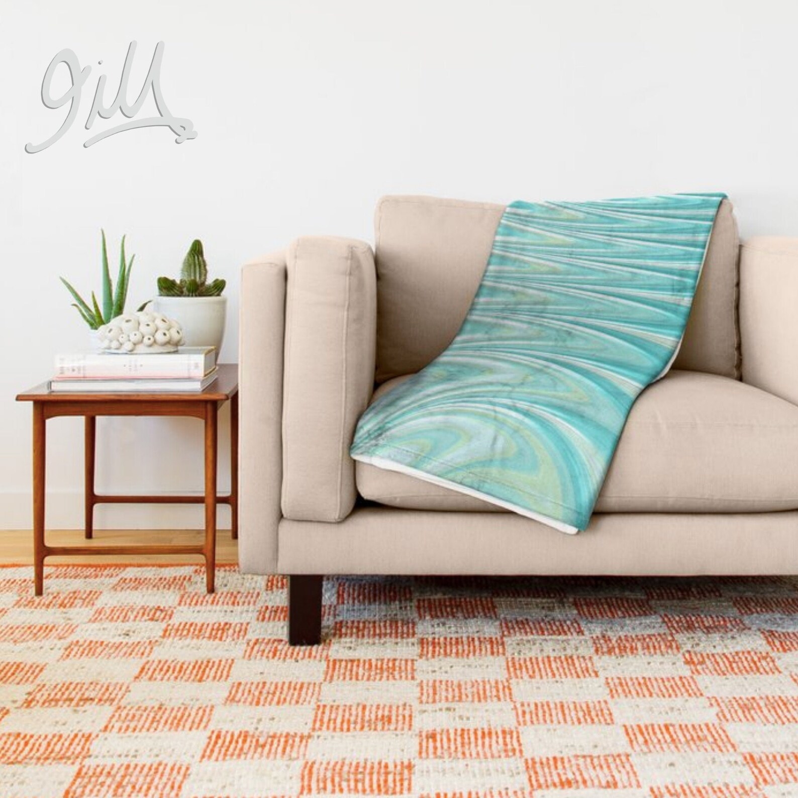 Blue Throw Blanket Geometric Design | Etsy