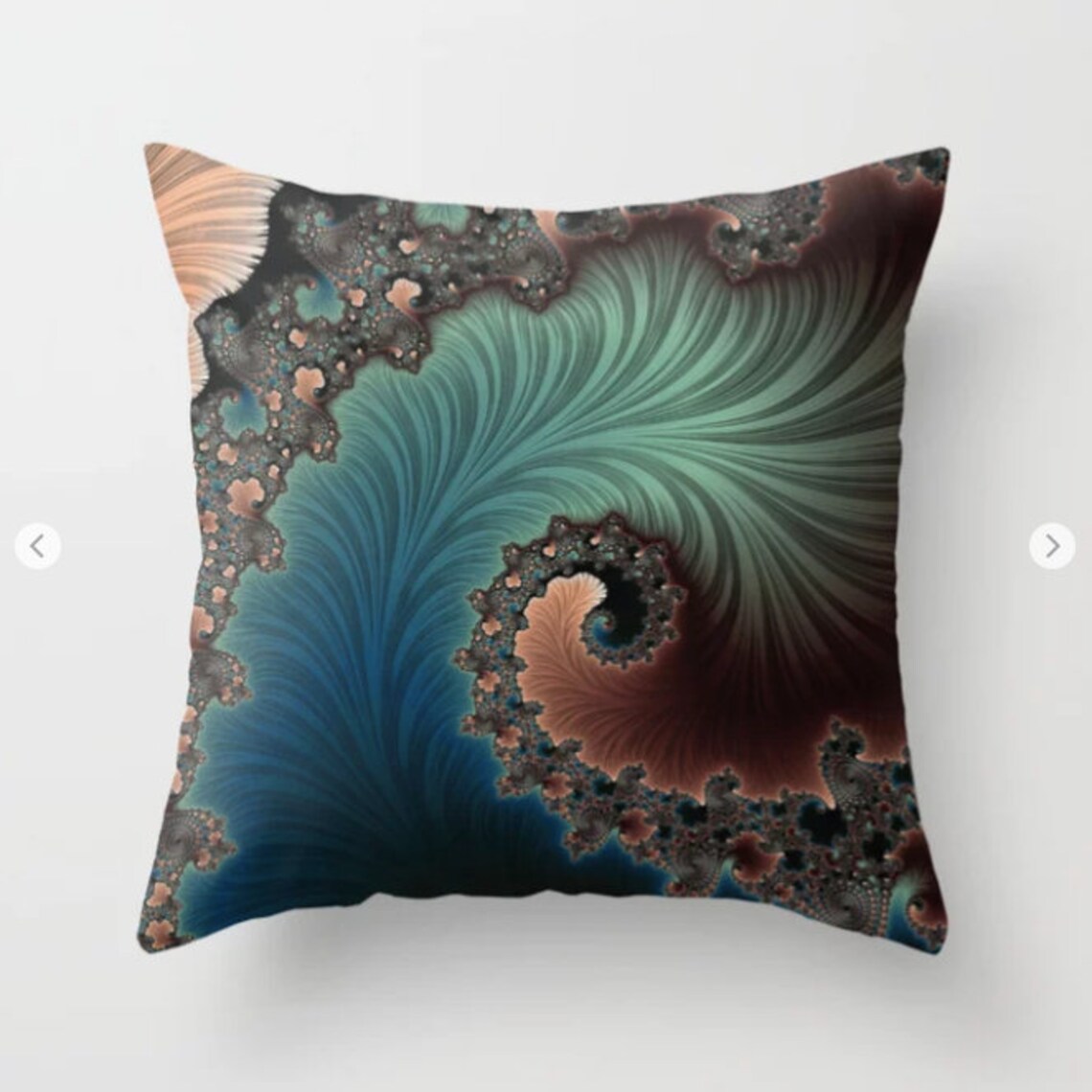Teal and Copper Throw Pillow Golden Spiral Geometric Cover - Etsy