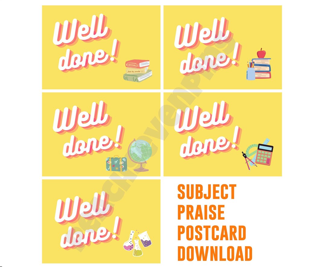 Teacher Praise Postcards for School (science Maths Geography English ...