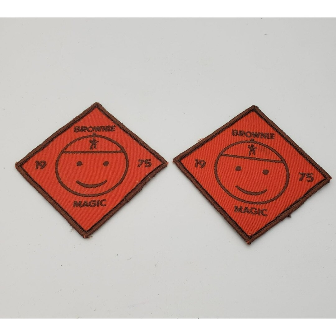 2 Brownie Magic Patch, 1975, Girl Scout Patches, Orange W Brown ...