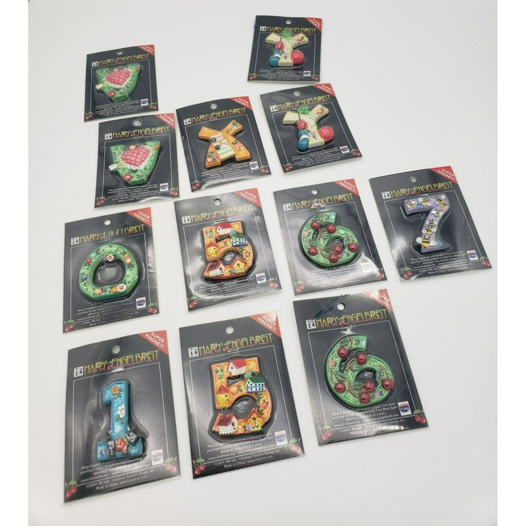 Vintage Mary Engelbreit Enesco Super Magnet Numbers Letters Bright ...