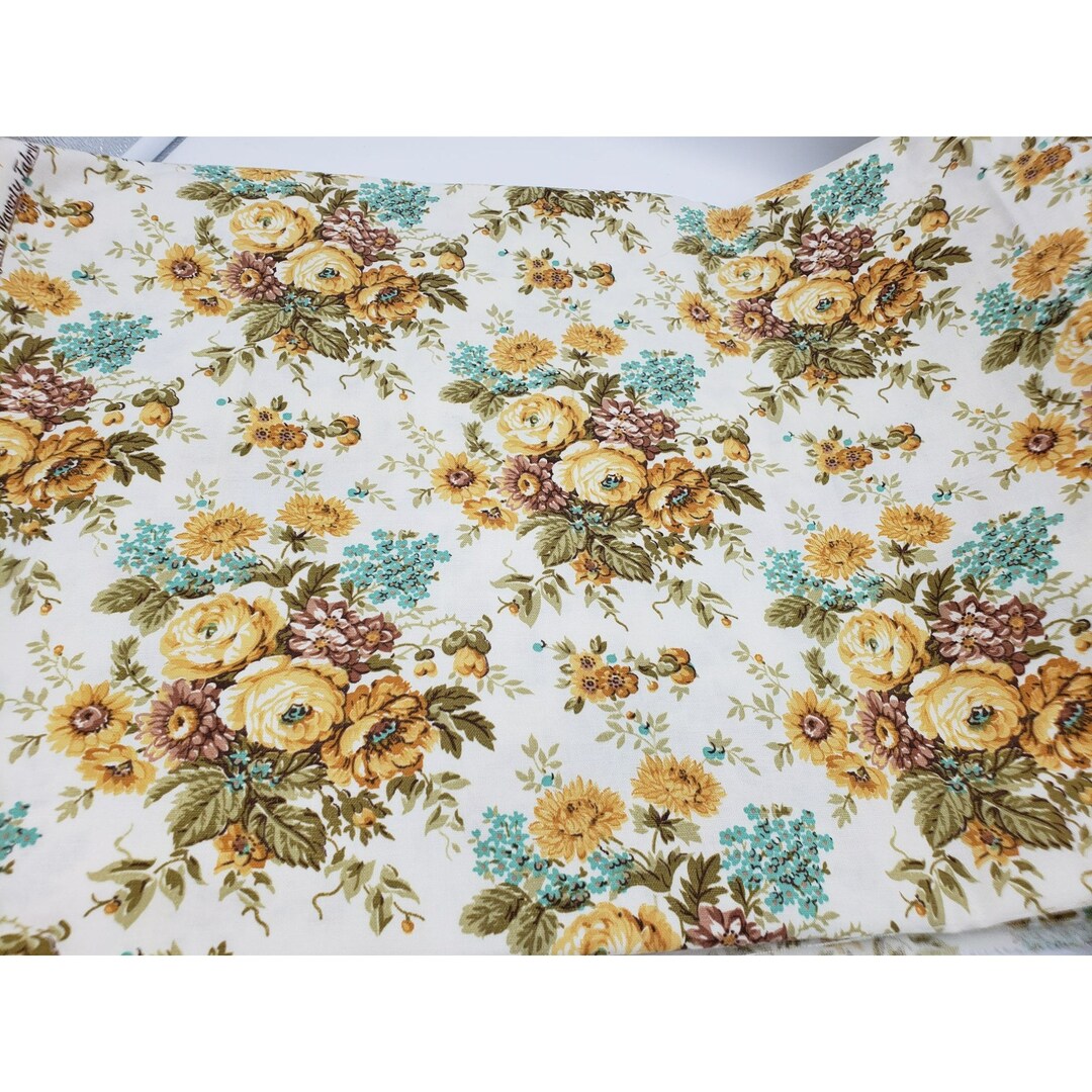 WAVERLY Quaker Bouquet Floral Decor Fabric 48w X 4 Yds, Scotchgard Plus ...