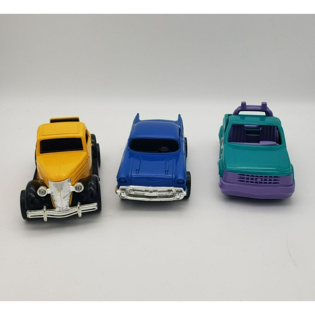 Vintage Plastic Car Set, 7 Inches Long,yellow, Blue, & Teal Collectible ...